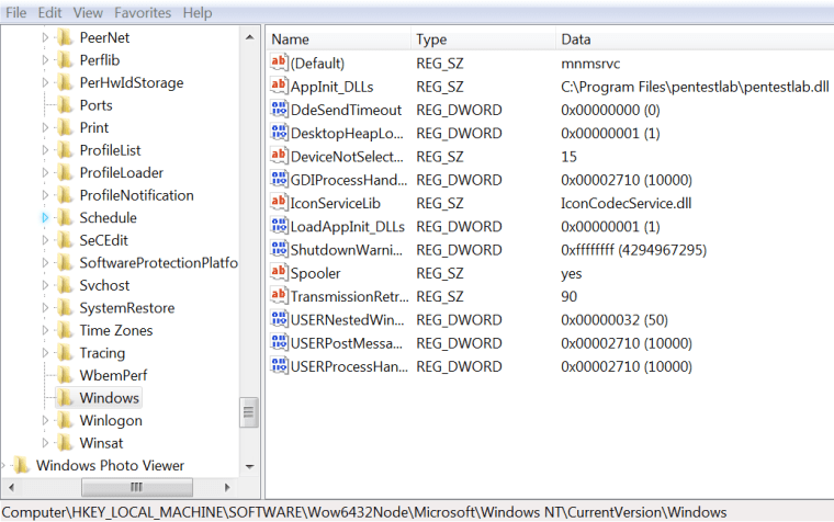 Persistence – AppInit DLLs – Penetration Testing Lab
