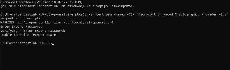 Account Persistence – Certificates – Penetration Testing Lab