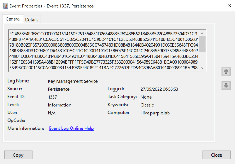 Persistence – Event Log – Penetration Testing Lab